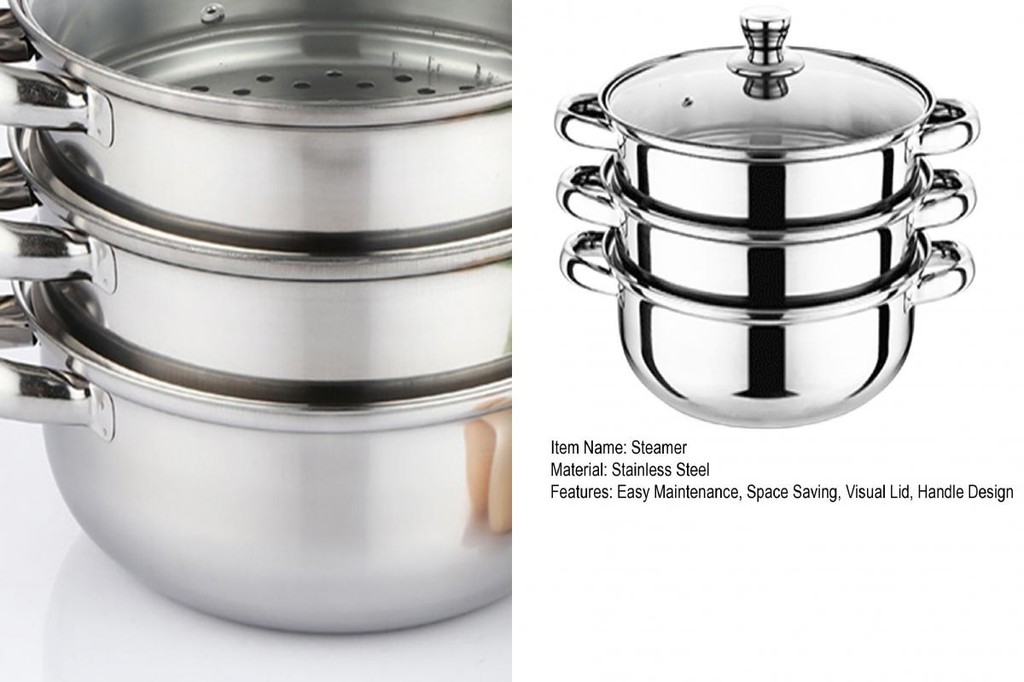 New* Space-saving Steamer 3 Tier Stainless Steel Food Steamer Pot Set ...