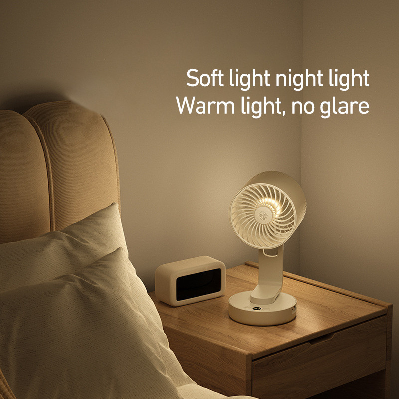 Fan 4 Speed Battery Operated Table Fan LED Lighting with Timer Electric ...
