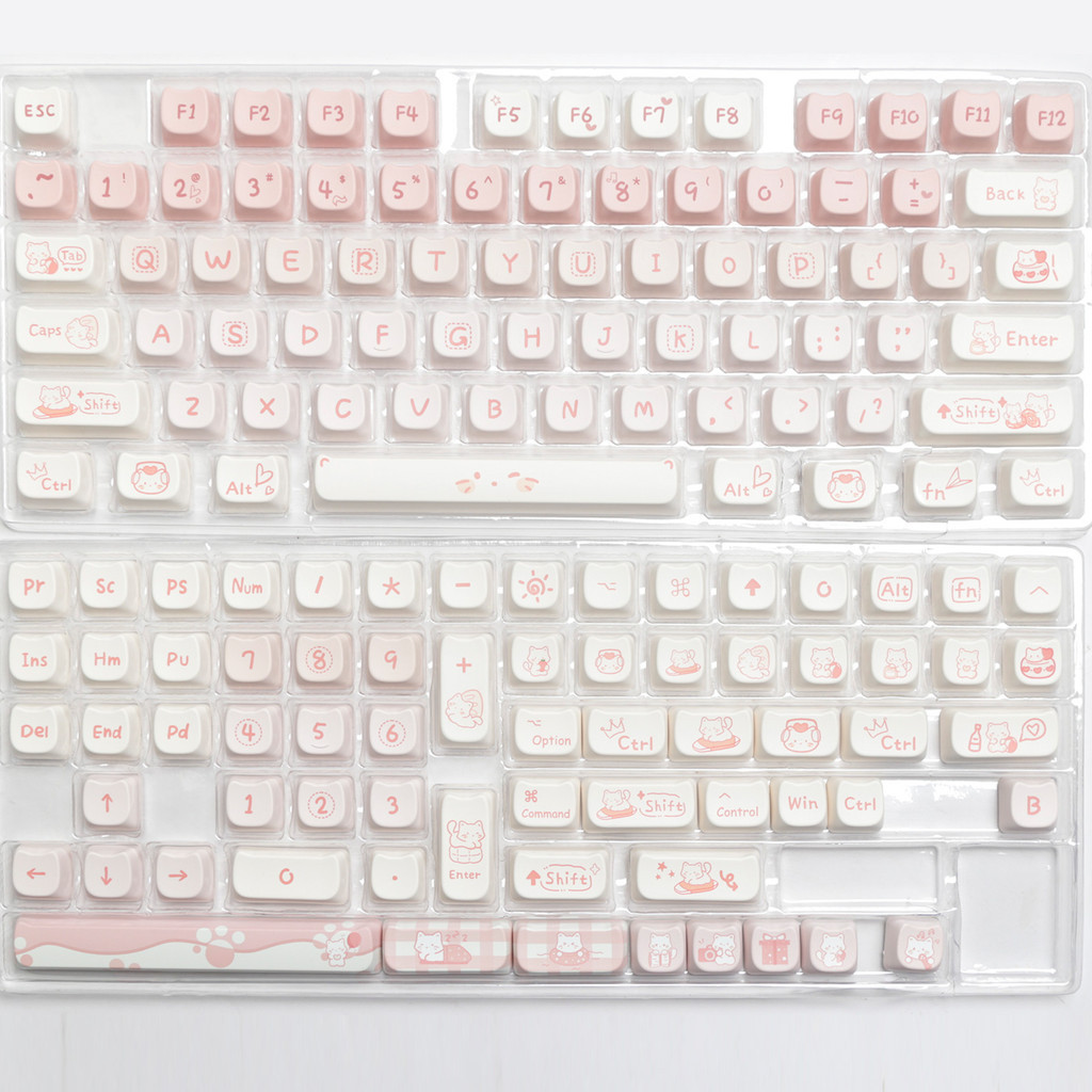【Local Delivery】Lovely Pink Kitten Keycaps MAO Profile PBT Material 6 ...
