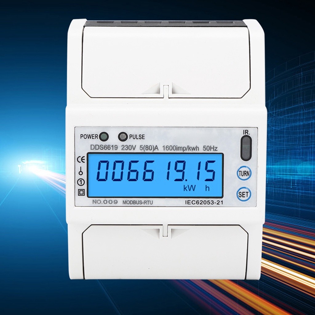 DDS6619-015 Single-Phase Energy Meter 4P Multi-Function LCD Display Electronic Power Meter ...
