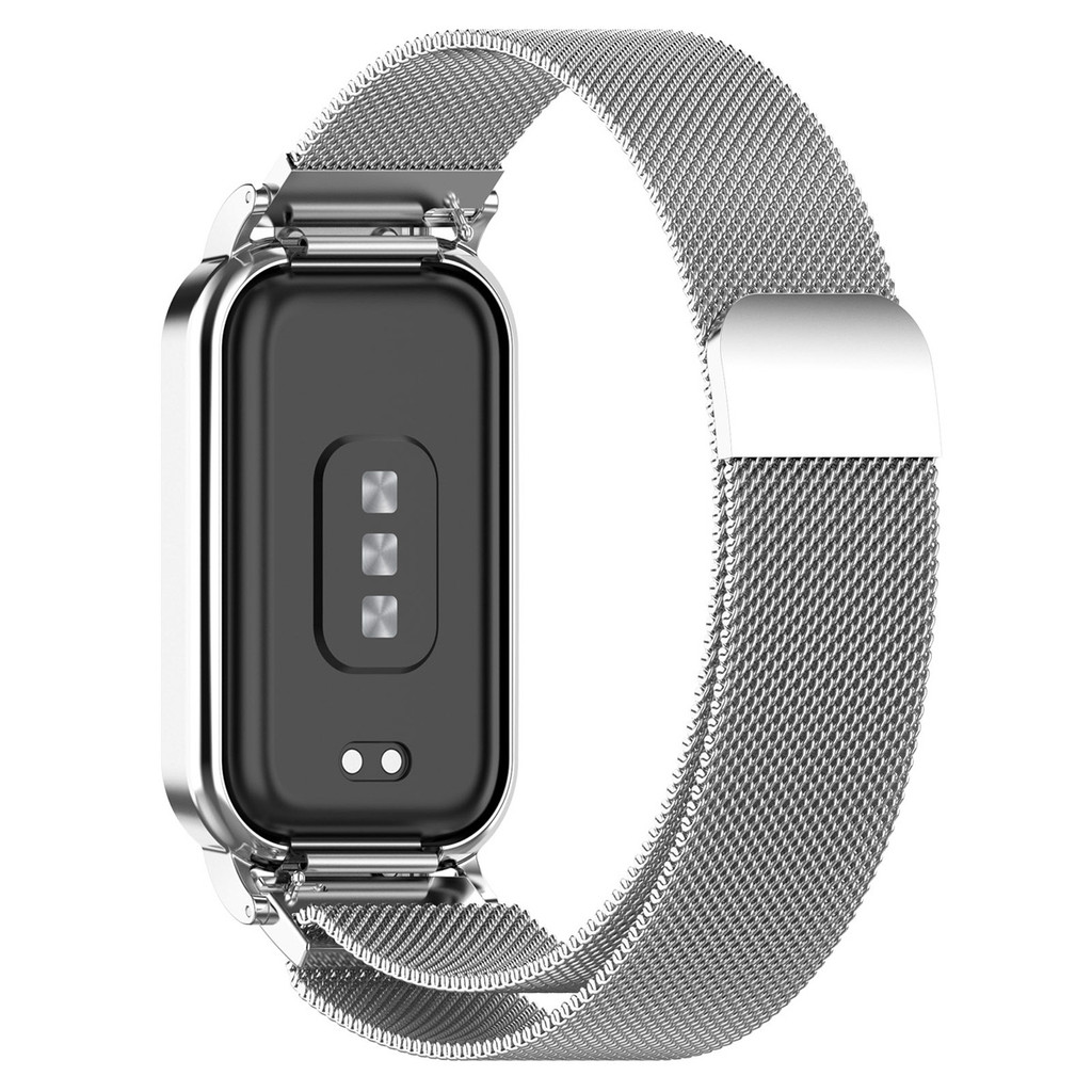 Metal Integrated Magnetic Strap Compatible for Xiaomi Band 8 Active/Redmi Band 2 Metal Casual ...