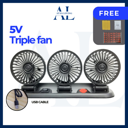 ATAS Car Strong Triple Fan 360 Air Conditioning 3X Cooler Desktop USB ...