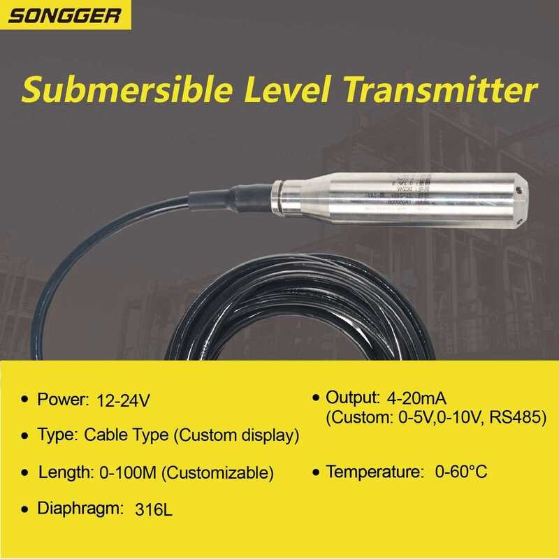Tt Hydrostatic Submersible Level Transmitter 4-20Ma Rs485 0-5V 0-10V ...
