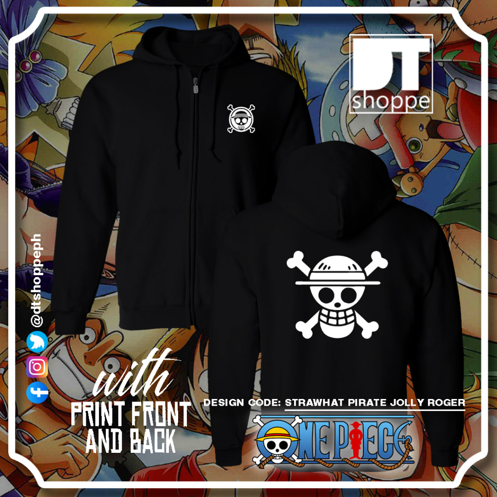 One Piece Hoodie Jacket w/ Zipper - Straw hat Jolly Roger | Shopee ...