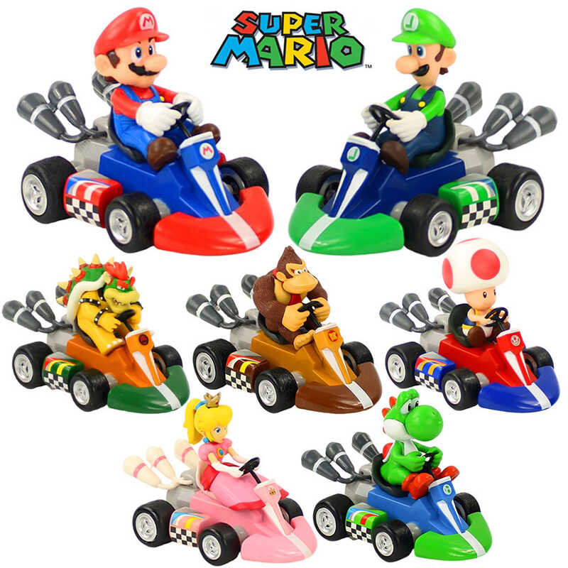 Super Mario Pull Back Car Green Yoshi Donkey Kong Bowser Luigi Toad ...