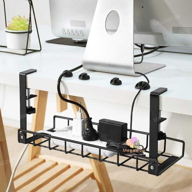 Under Desk Cable Management Tray Power Strip Organizer Wire Management ...