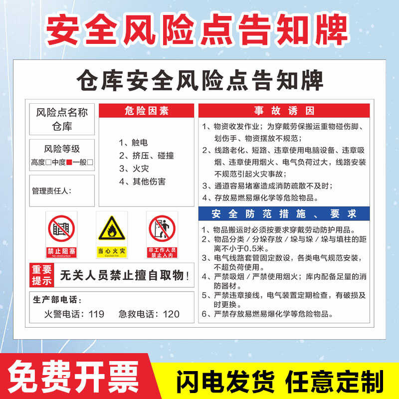Safety Risk Point Notice Card Position Workshop Identification ...