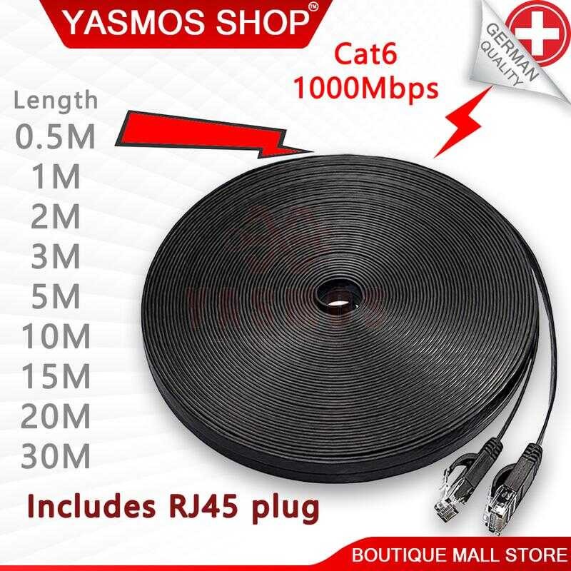 Cat6 Flat Lan Cable Rj45 Network Ethernet Jumper For Computer Routers ...