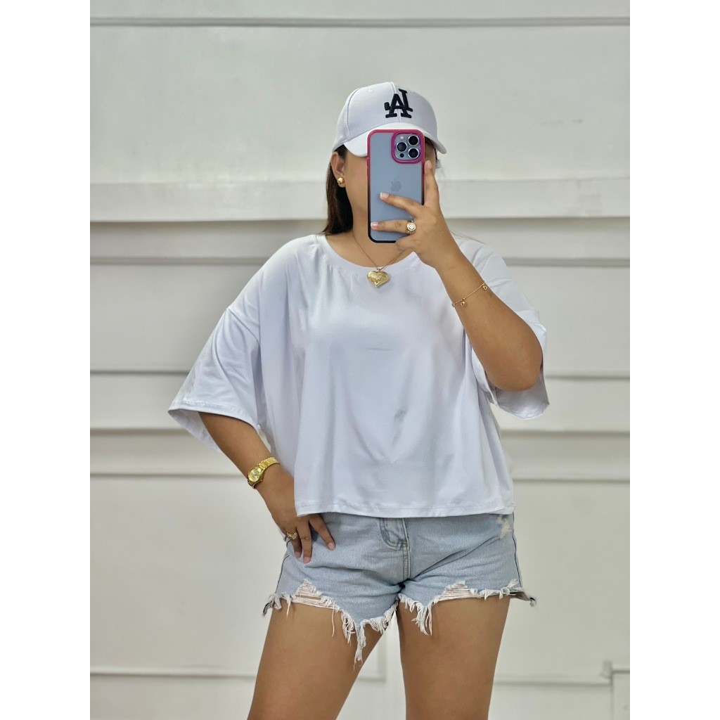 DROP SHOULDER CROP TOP PLUS SIZE L-4XL BY TAYTAYSIGNATURE | Shopee ...