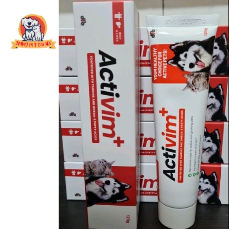 ACTIVIM+VITAMINS FOR DOG/CAT W/ TAURINE & OMEGA 3 FATTY ACIDS 120G ...