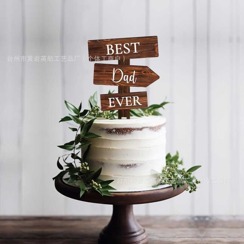 Wooden Cake Topper Decoration Dessert Sign Solid Wood Party Decoration ...