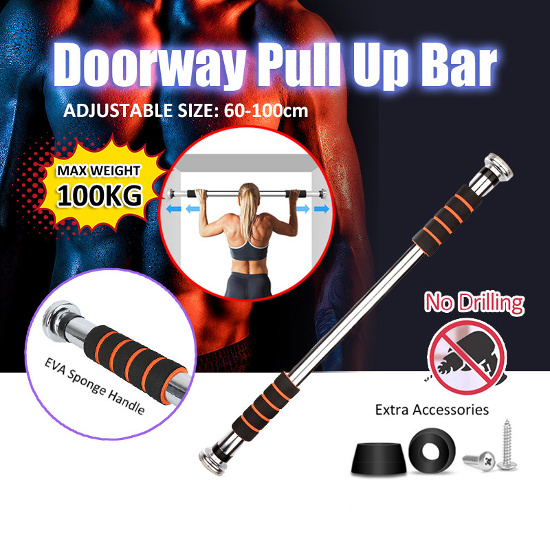 100KG Pull-Up Bar Bar Sit up Adjustable Pull Ups Home Gym Fitness ...