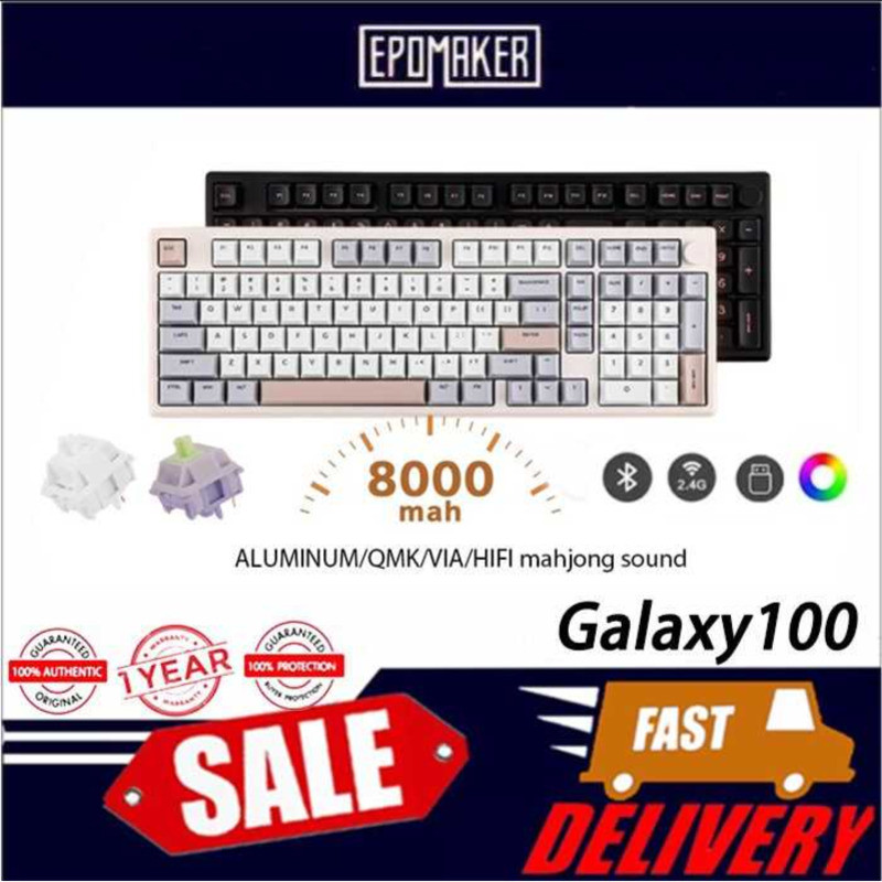 EPOMAKER Galaxy 100 Aluminum Lump Three Mode Wireless Bluetooth RGB 98 ...