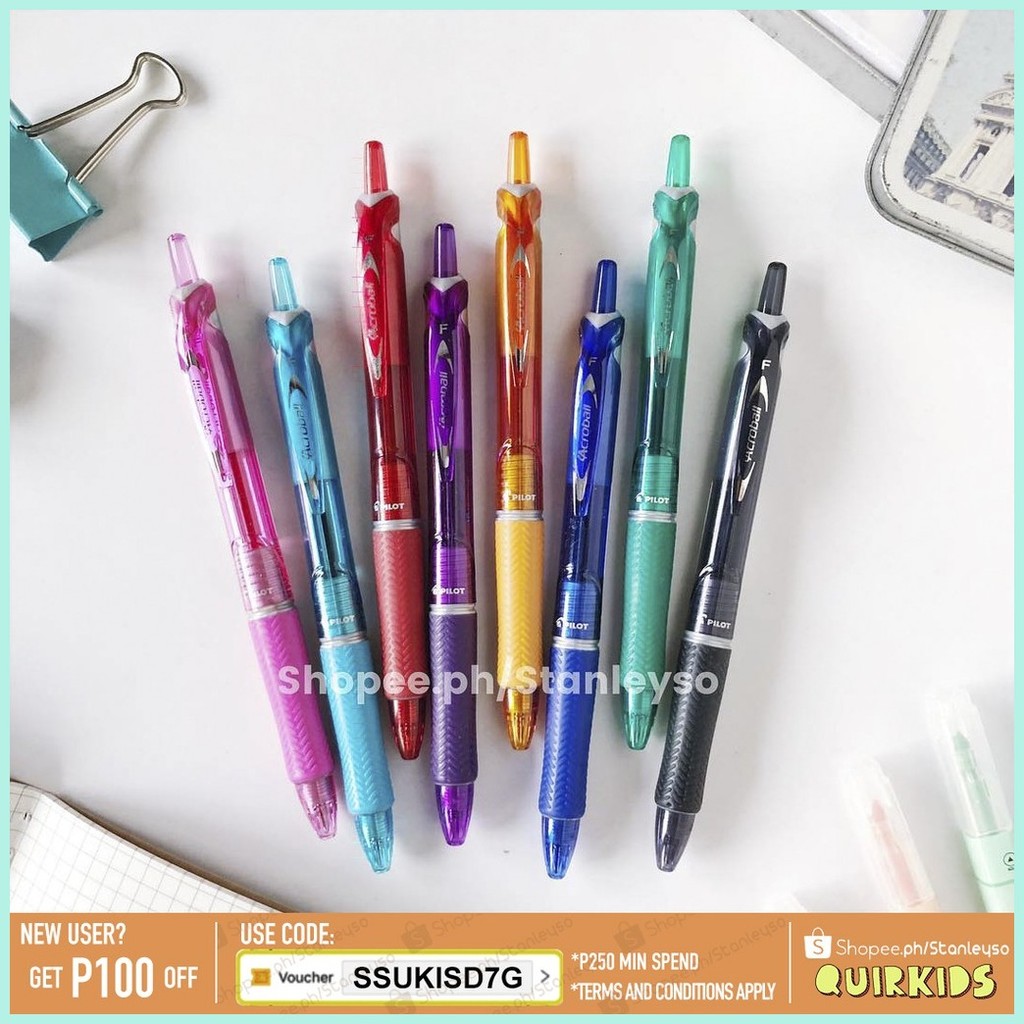 Set of 8 Pilot Acroball Colored Retractable Pen 0.7mm | Shopee Philippines