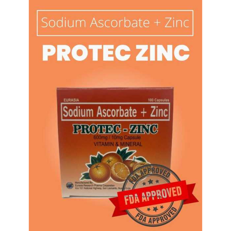 Protec-Zinc SODIUM ASCORBATE + ZINC 100 Capsules Healthcare Vitamin New ...