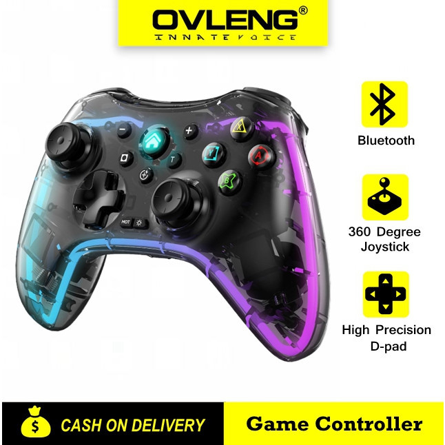 Ovleng S03 Rgb Transparent Wireless Game Controller Compatible P4, P3, Switch, PC Android And I ...