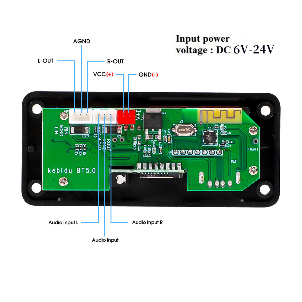 (Local Ready Stock) 12V MP3 Wireless Bluetooth 5.0 Decoder Board Car Audio USB TF FM Radio ...