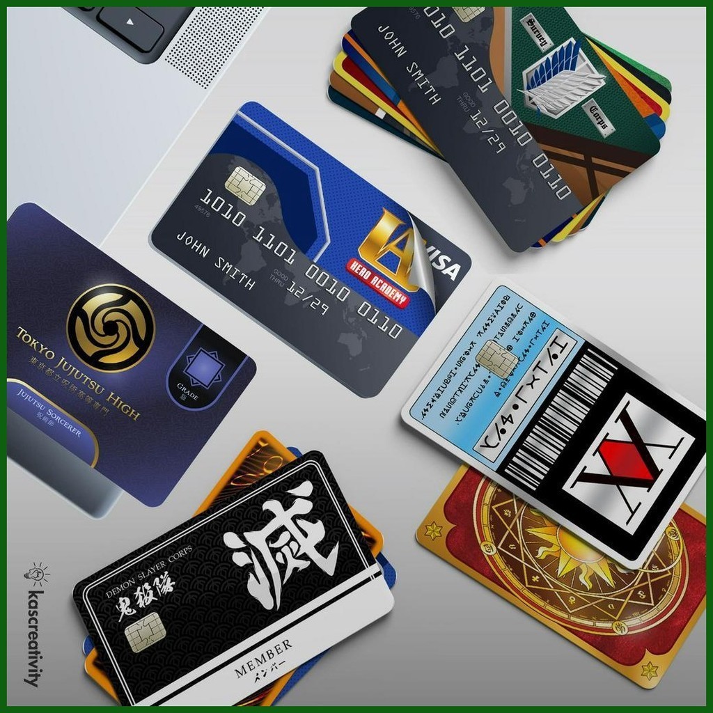 ۞ ANIME Card Skin Stickers (for ATM, Credit Debit, Beep Cards, Loyalty ...