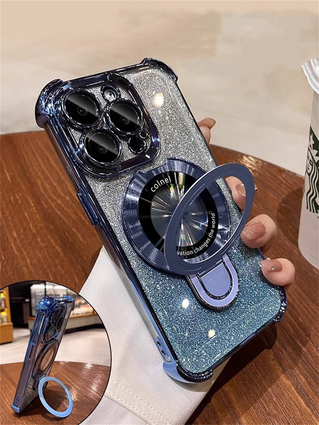 Luxury Plating Glitter Magnetic Bracket Phone Case for IPhone 11 12 13 ...