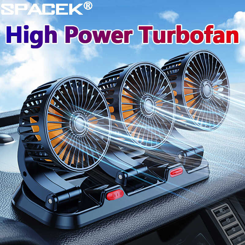 12V 24V Fans, Adjustable Three Head Fan 360° Rotatable Cook Air Fan, 4 ...