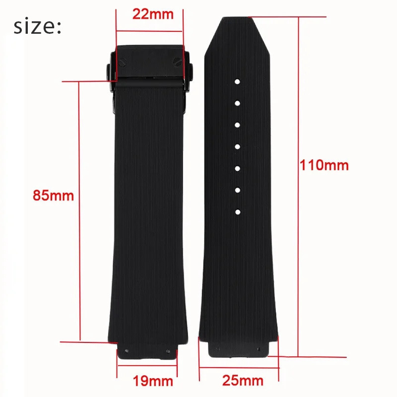 19x25mm Silicone Watch Strap for Hublot Replacement Stripe Wristband ...