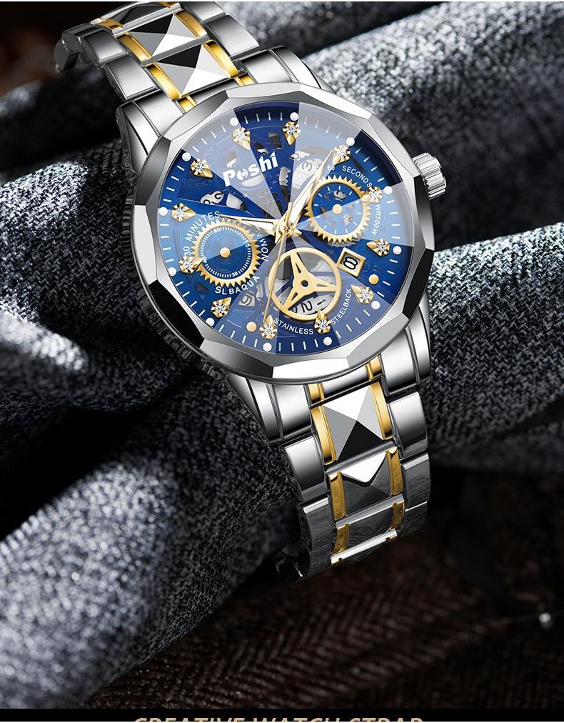 POSHI Genuine new automatic Men's Watch Rhombus Mirror Original non ...