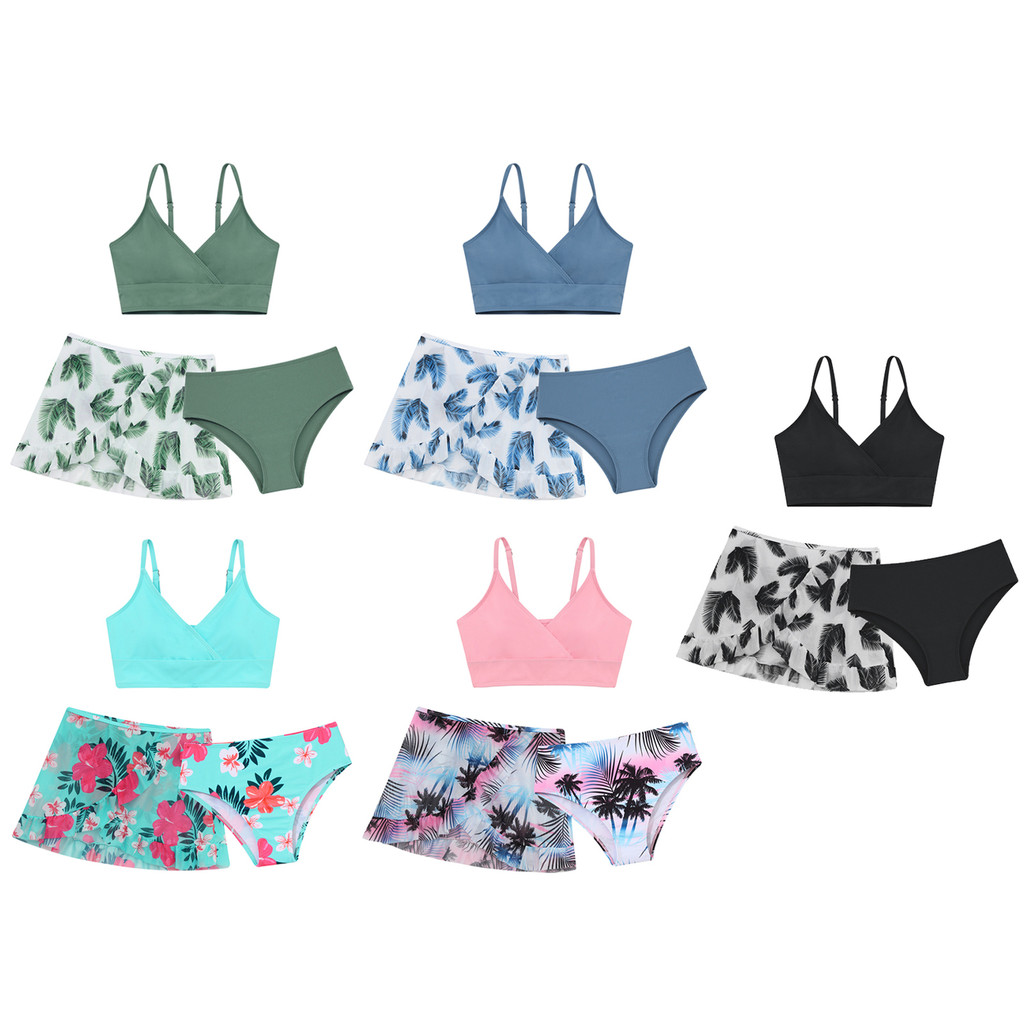 Kids Swimsuit Set Bralette Girls Two-Piece Bathing Suits Volant Top ...