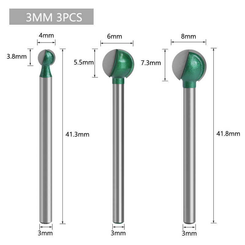 or LAVIE 3mm 6mm Shank Ball Nose Round Carving Router Bit for Wood Cove ...