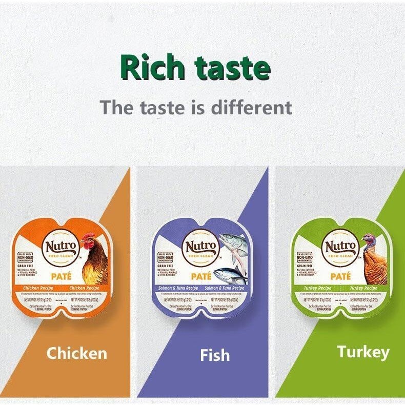 Nutro 1/2 Meal Box Canned Cat Weight Gain Snack Nutritional Wet Food Chicken Salmon Flavor 75g ...