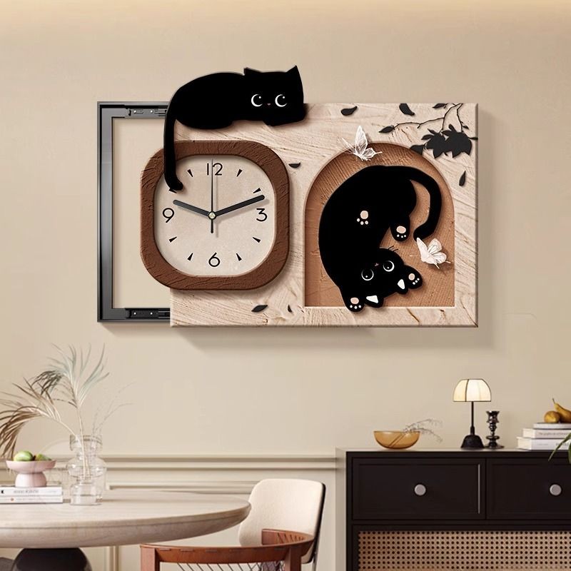 Medieval Style Cat Meter Box Blocking Decorative Painting With Clock ...