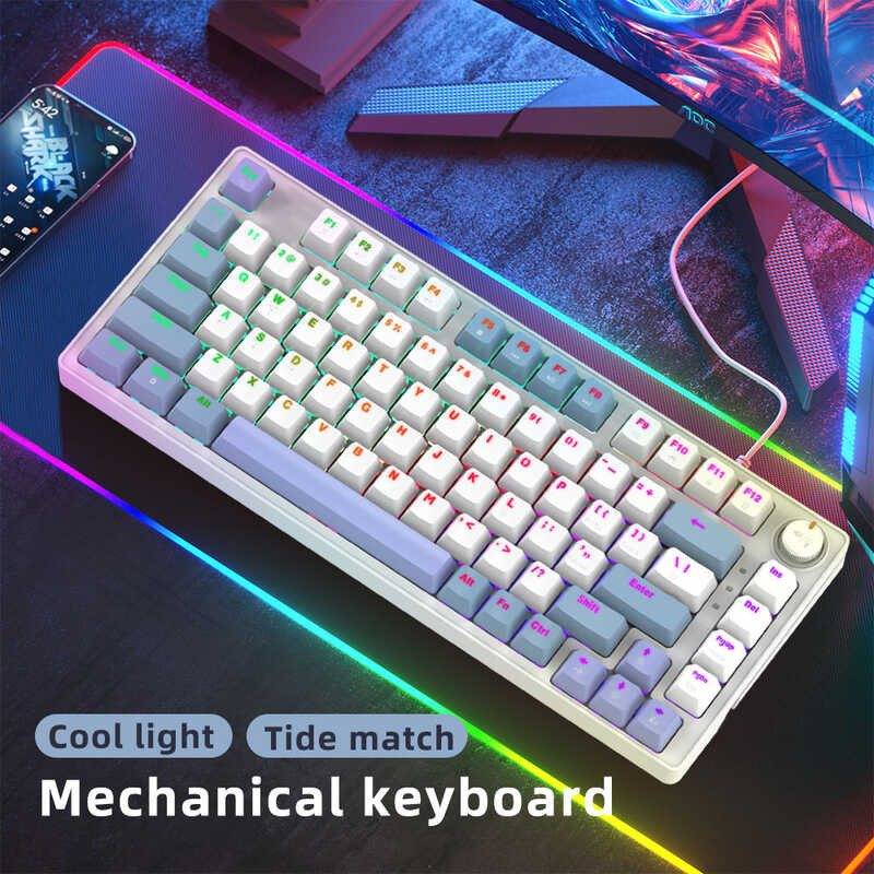 Zeus Gd-88 Hot Swappable Mechanical Gaming Keyboard Wired 82 Keys Color ...
