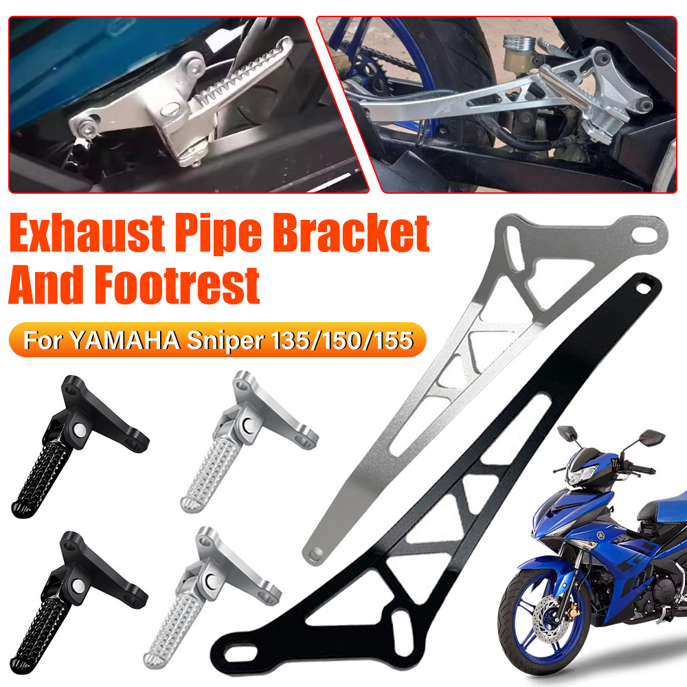 【24H】Motorcycle Exhaust Pipe Bracket And Rear Footrest For Yamaha ...