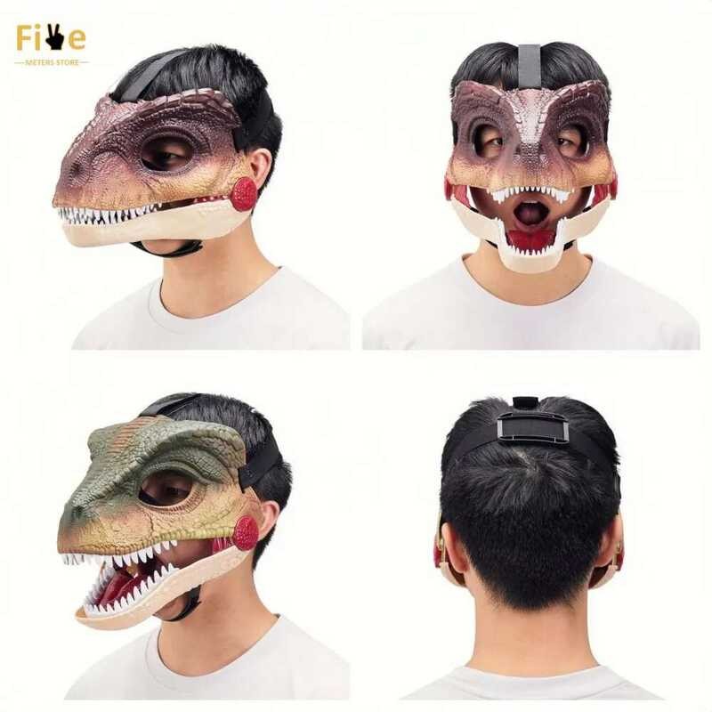 M F Dino Moving Jaw Halloween Realistic Dinosaur 1 Face Movable Mouth ...