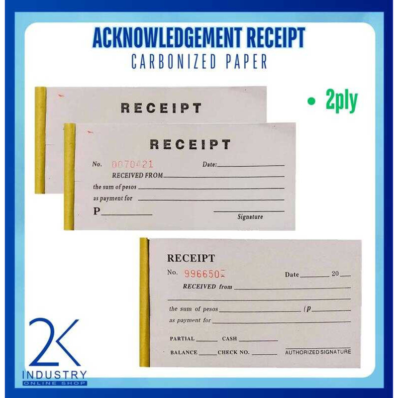 Temporary / Acknowledgement Receipt Resibo Carbonize 2 Ply | Shopee ...