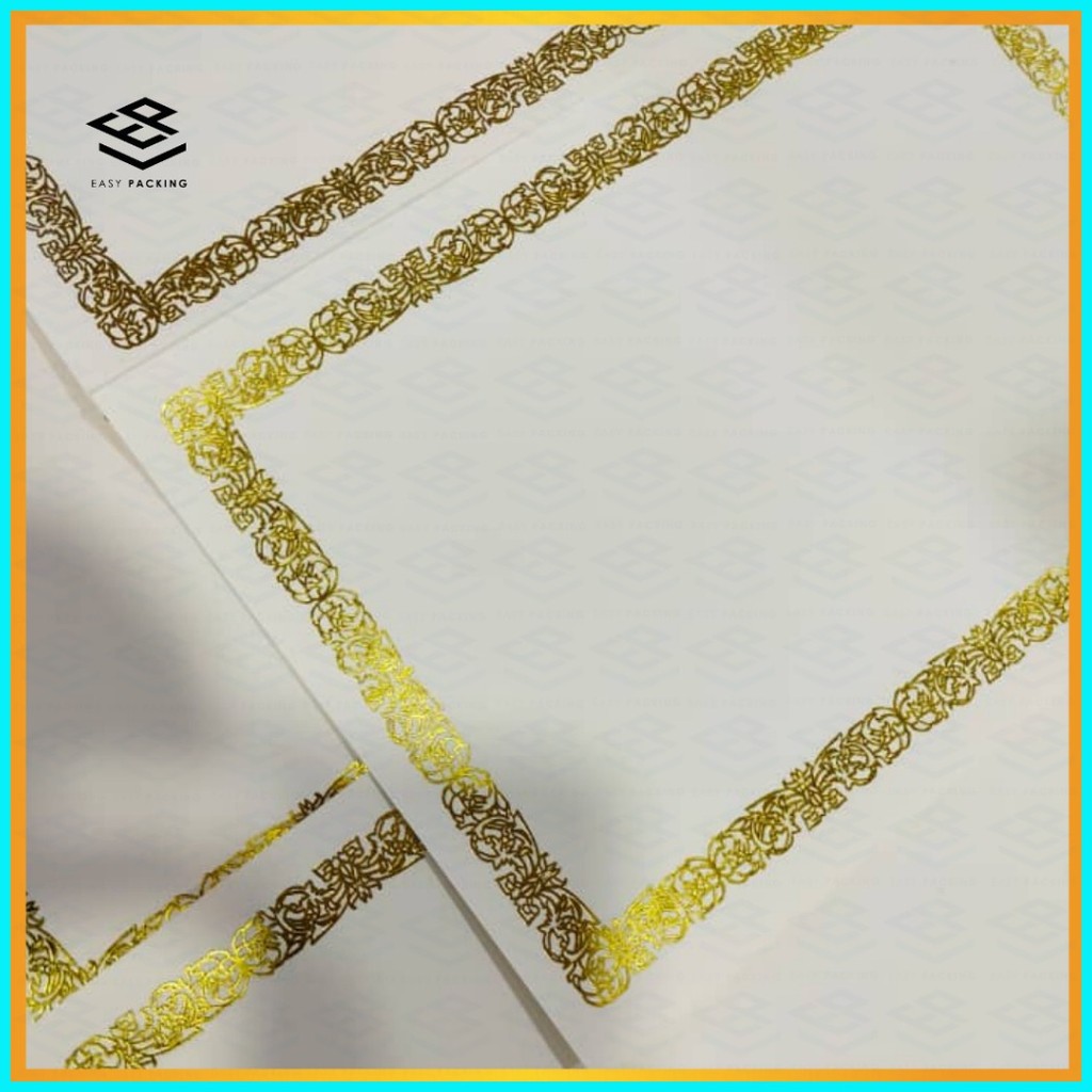 (10pcs ) A4 CERTIFICATE PAPER WITH GOLD STAMPING A4 A5 80g Plan White ...