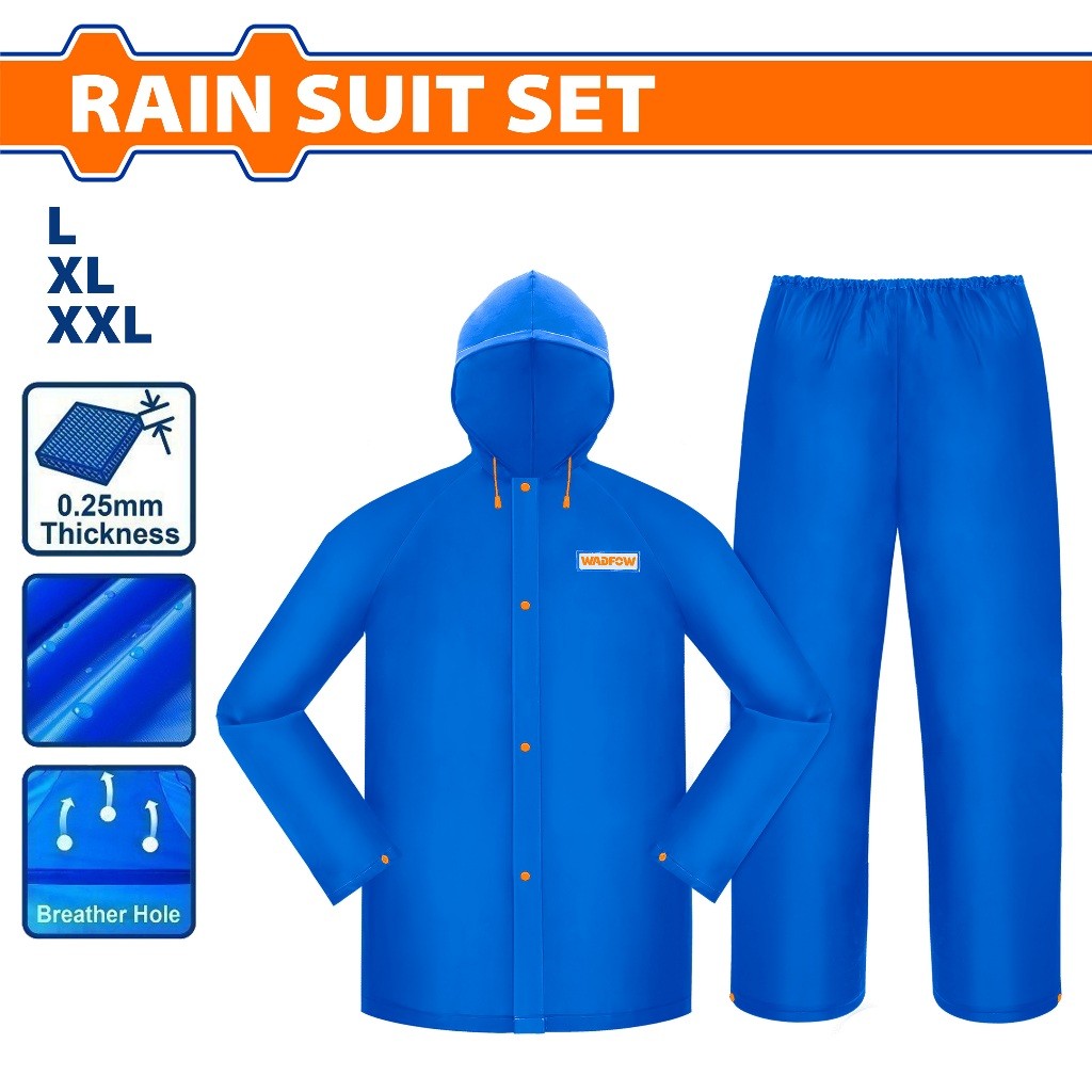Wadfow Industrial Waterproof Rain Coat Suit Set w/ Breathable Design ...