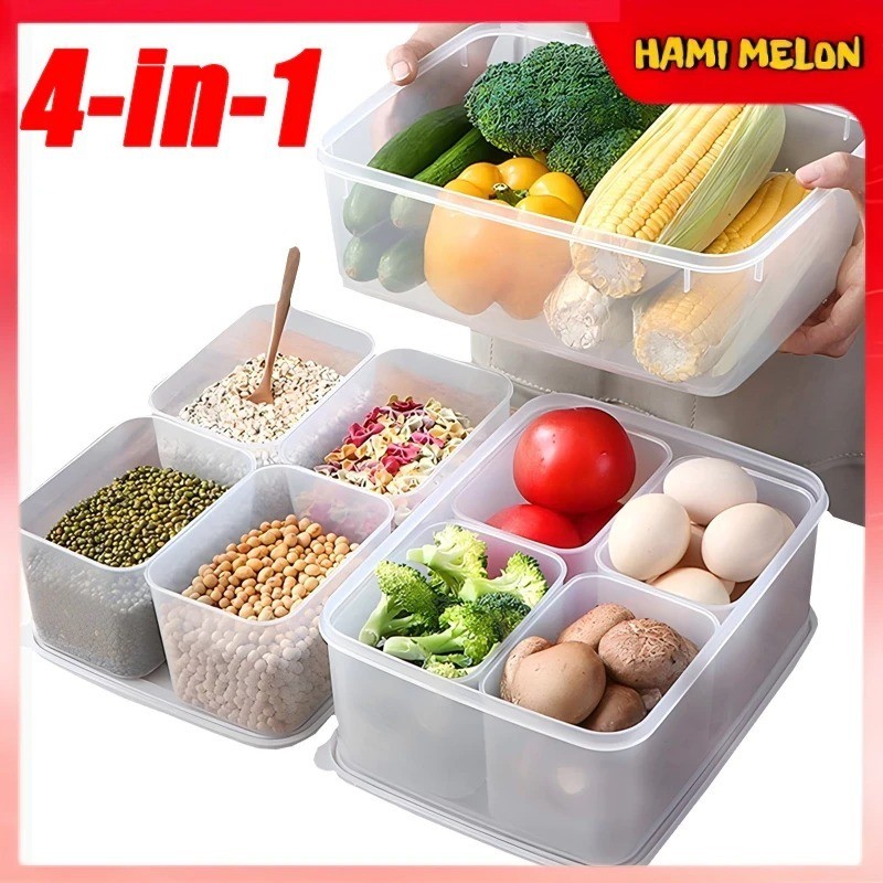 4 in 1 Removable Compartments Fruits Meat Food Fridge Refrigerator ...