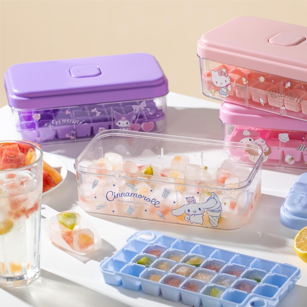 Sanrio Hello Kitty Push Ice Tray Food Grade Mold Kawaii Kuromi Home ...