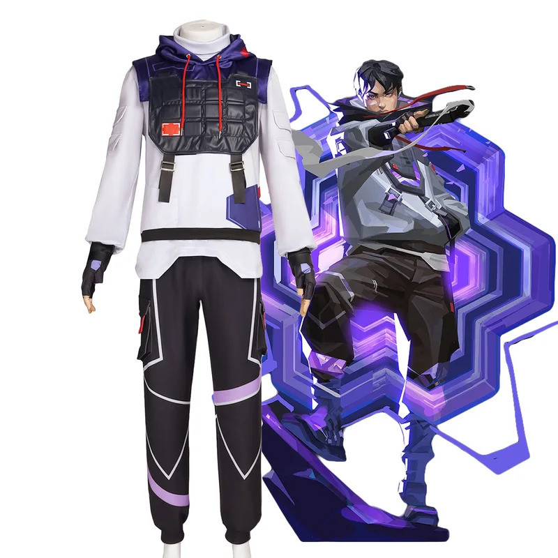 § Game Cosplay Costume Valorant ISO Hoodie Pant Vest Gloves Full Men ...