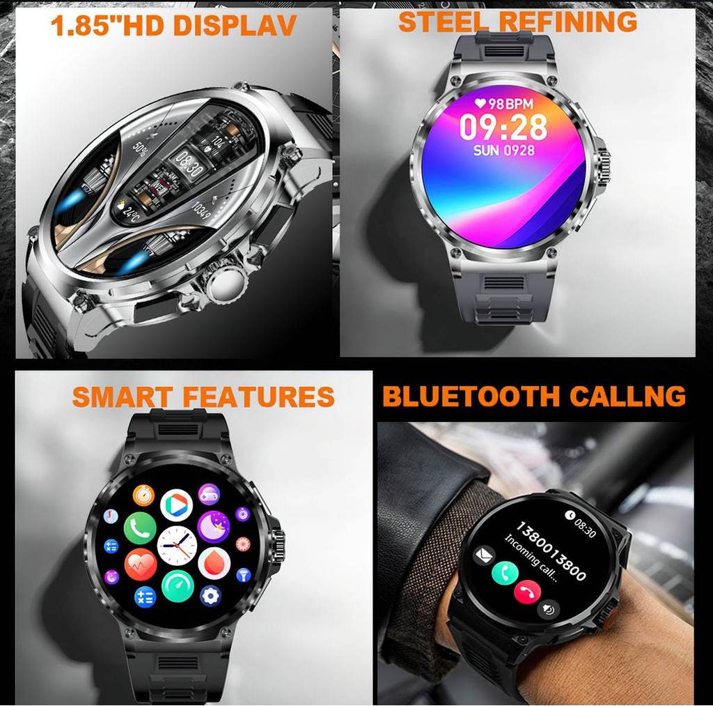 2024 New V69 Smartwatch 1.85 inch Ultra HD Bluetooth Calling GPS Tracking 710mAH Battery 400 ...