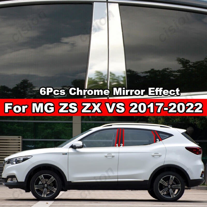 Chrome stainless steel stickers on door pillars and car windows for MG ...