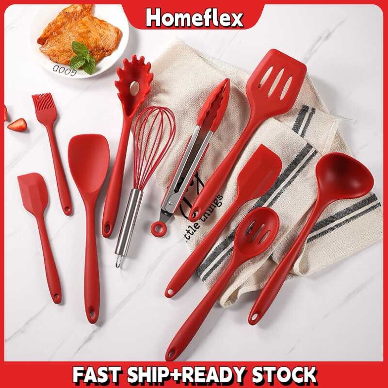 HomeFlex 10pcs Silicone Utensils Non-stick Spatula Shovel Cooking Tools ...