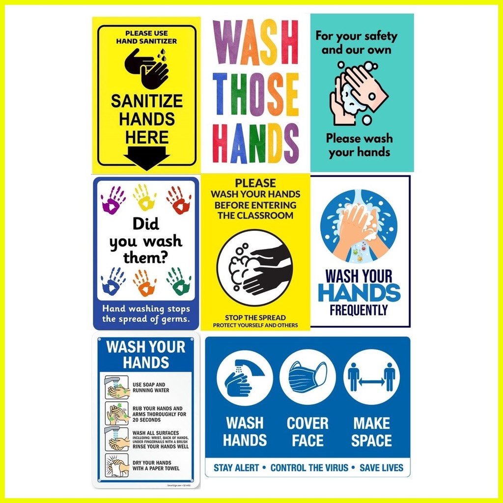 ஐ Sanitize Hands Wash Your Hands Signage (Laminated A4 Size) | Shopee ...