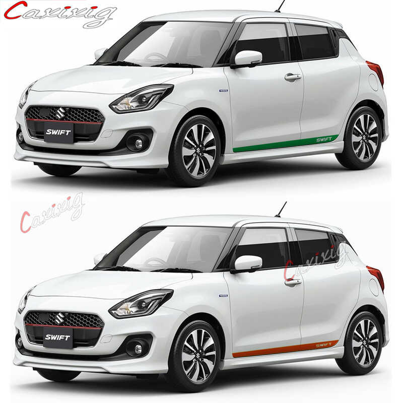 2Pcs/Lot Carbon Fiber Sport Stripes Car Door Side Skirt Sticker Para Sa ...