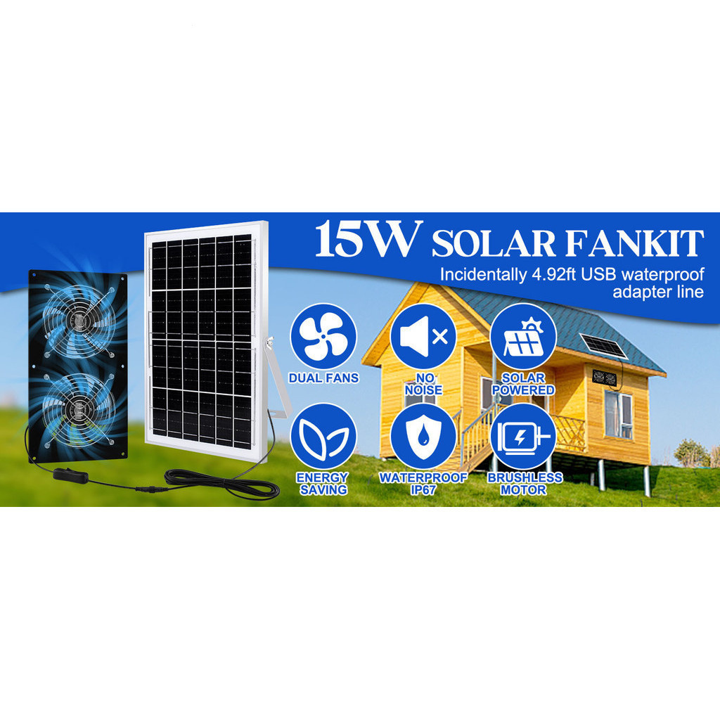 DC Solar Air Fan Mini Exhaust Fan 15W Solar Powered Fan For Shed-Solar ...