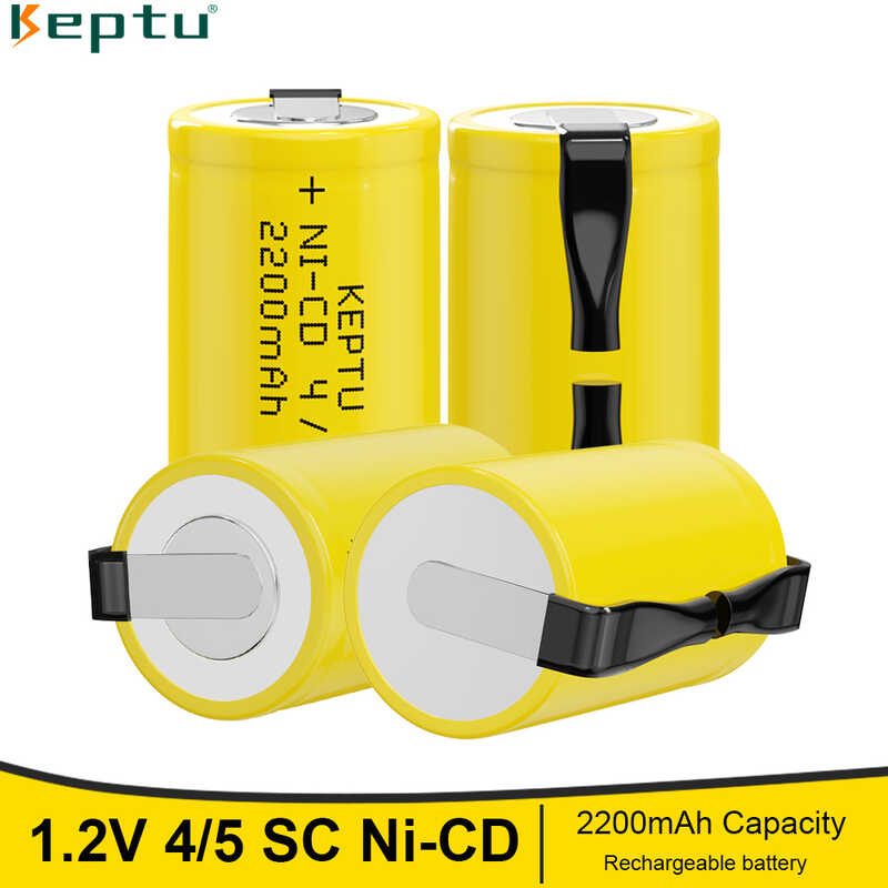 Keptu 1.2V Sub C Battery 2200mAh Ni-Cd 4/5 SC Rechargeable Battery 4/5 Cell with Welding Tabs ...