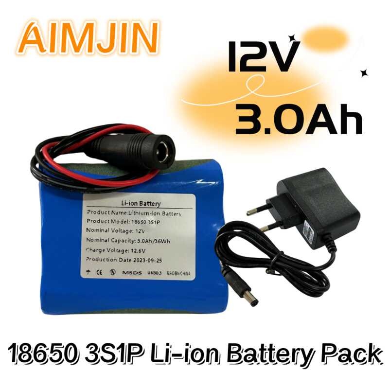 18650 3S1p Lithium-Ion Battery Pack 12V 3000Mah Rechargeable Battery ...