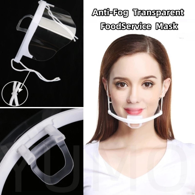 【Reusable】10PCS Sanitary Food Preparation Mask Transparent Mouth Shield ...