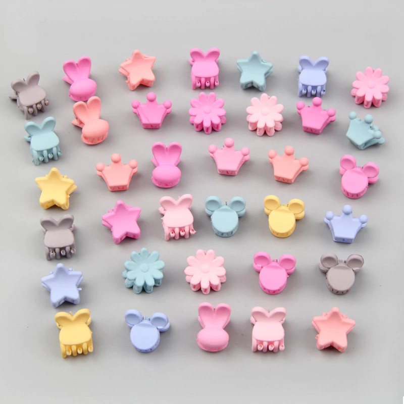 30Pcs/50Pcs Bag Mini Cute Kids Hairpins Cartoon Colorful Crown Flowers ...