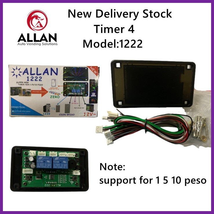 ♂ ALLAN TIMER FOR PISONET AND CARWASCH 4 DIGIT DUAL RELAY DUAL COIN ...